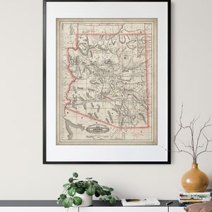 1887 Arizona Railroad Map Print - Vintage Railway County Map Art ...