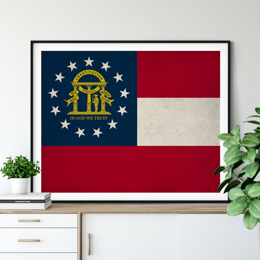 Georgia Flag Art, Georgia Flag Print, Flag Poster, State Flags, Flag ...