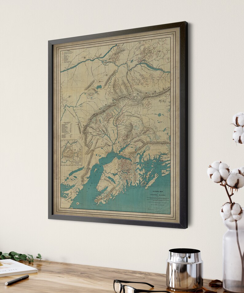 1910 Central Alaska Map Print Vintage Alaska Map Art Antique - Etsy