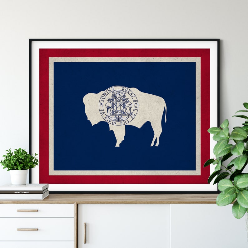 Wyoming Flag Art Wyoming Flag Print State Flag Poster WY - Etsy