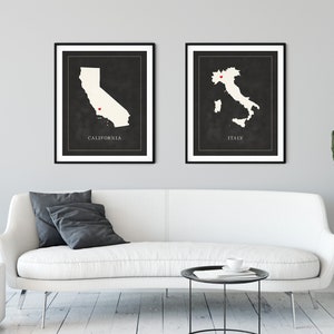 Custom California Map Art - Heart Over ANY City - Customized State Map ...