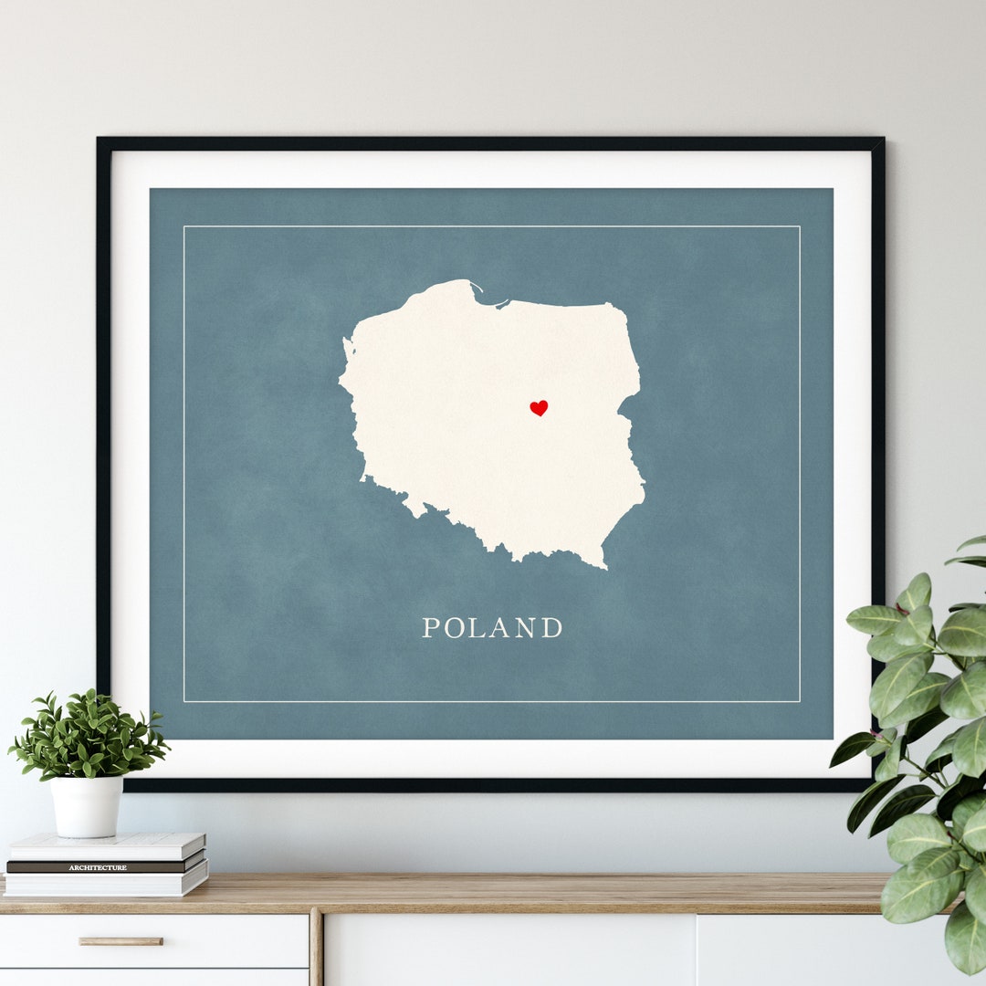 Custom Poland Map Print: Heart Over Any City | Personalized Hometown ...
