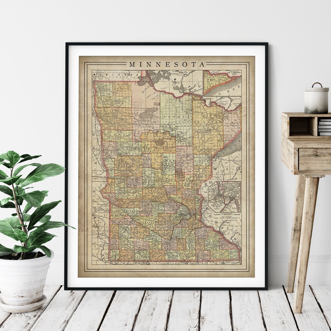 1897 Minnesota Map Print Vintage Map Art Antique Map Old - Etsy