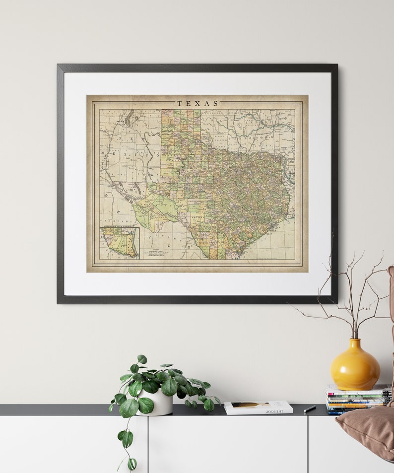 1897 Texas Map Print Vintage Map Art Antique Map Old Map - Etsy