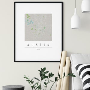 Austin TX Map Print Modern Austin Art, Minimalist Austin Print, Austin ...