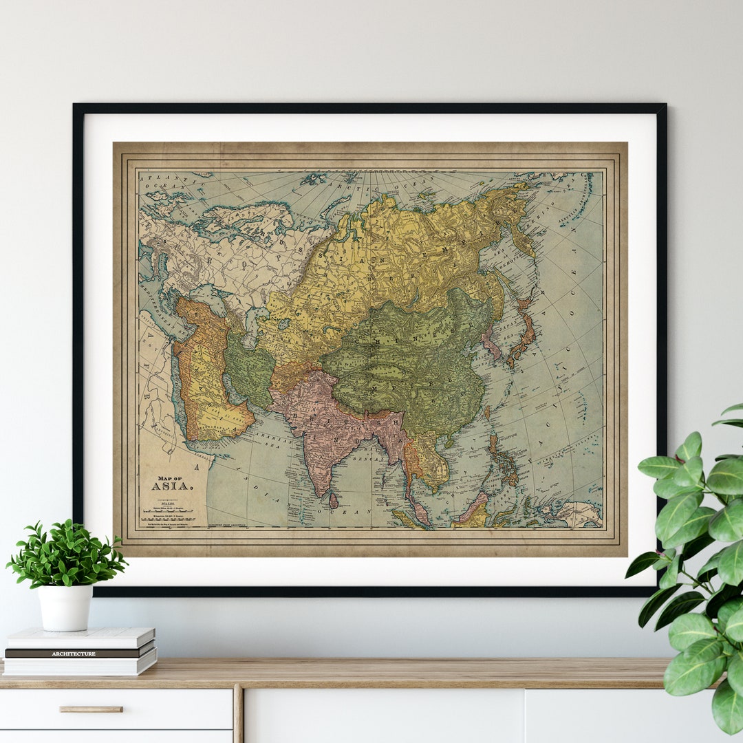 1897 Asia Map Print, Vintage Asian Map Art, Antique Map, Old Map, Asia ...