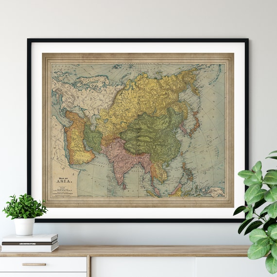 1897 Asia Map Print Vintage Asian Map Art Antique Map Old | Etsy