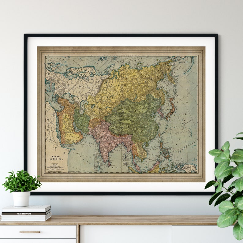 1897 Asia Map Print Vintage Asian Map Art Antique Map Old | Etsy