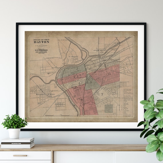 1868 Dayton Ohio Map Print Vintage Map Art Antique Dayton | Etsy