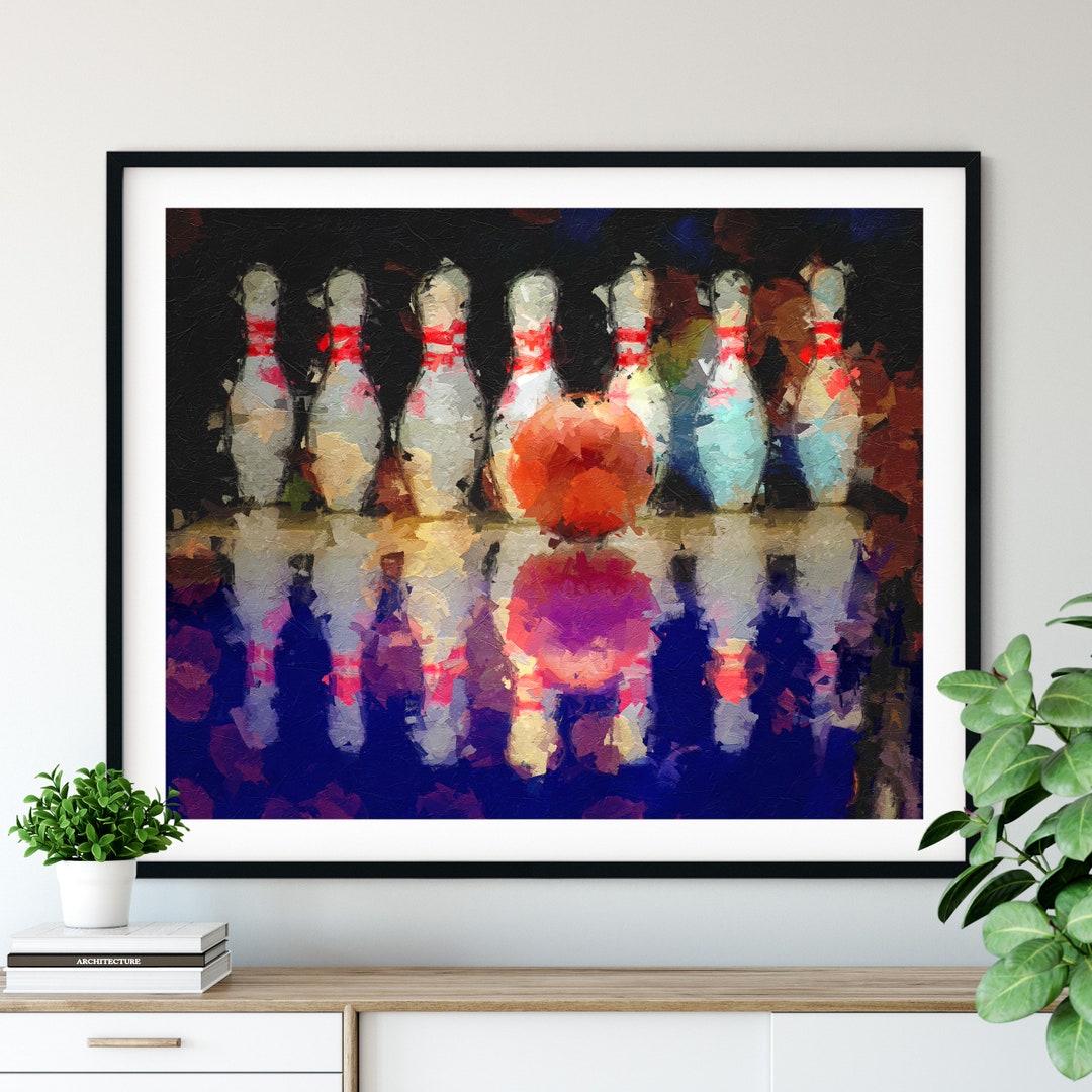 Bowling Print - "at the Lanes" - Bowler Gift, Oil Painting Poster ...
