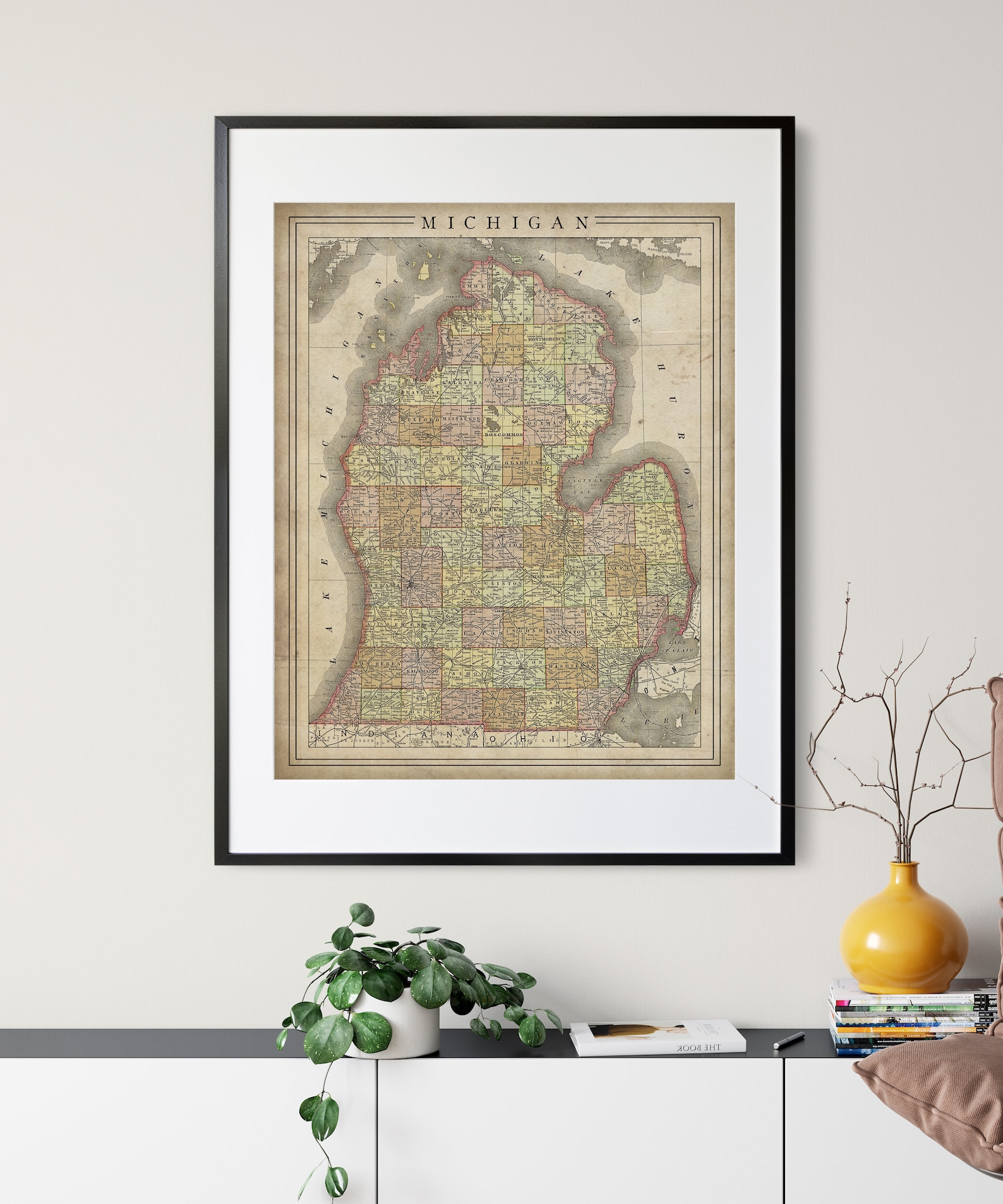 1897 Michigan Map Print Vintage Map Art Antique Map Old | Etsy
