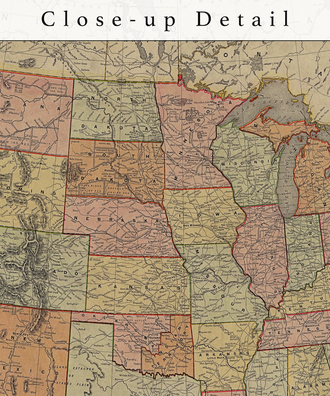 1897 United States Map Print Vintage USA Map Art Antique US | Etsy