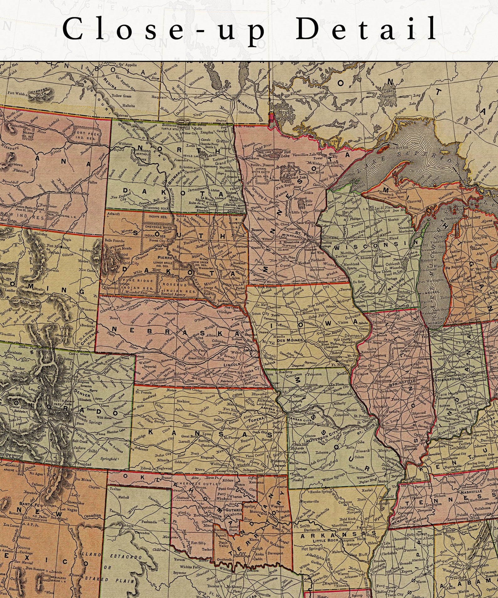 1897 United States Map Print Vintage USA Map Art Antique US - Etsy