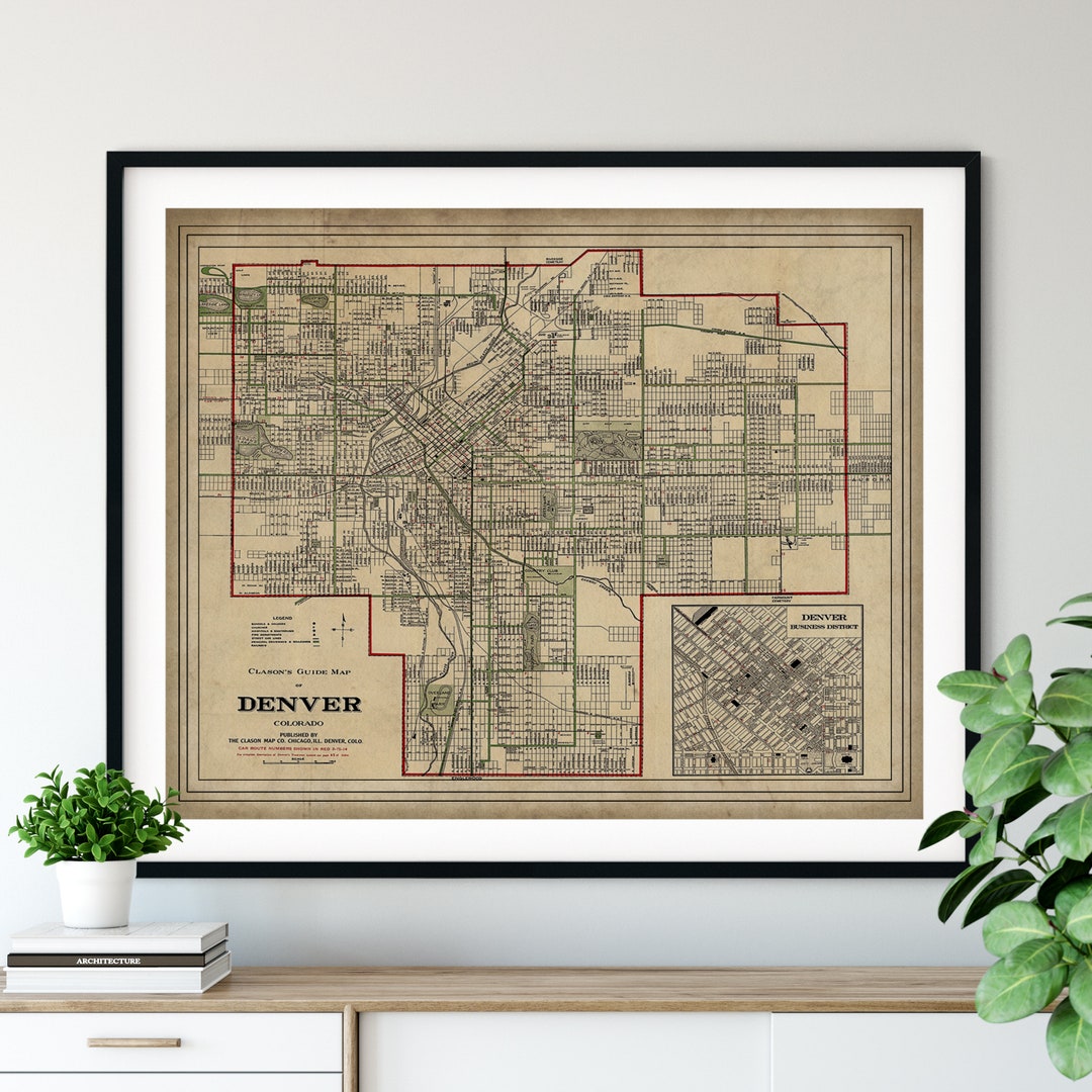 1920 Denver Colorado Map Print, Vintage Map Art, Antique Denver Map ...