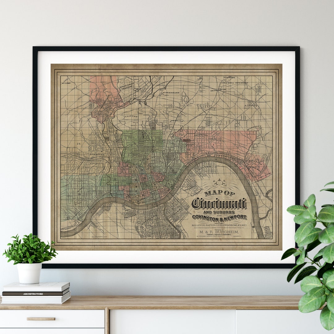 1880 Cincinnati Ohio Map Print, Vintage Map Art, Antique Cincinnati Map ...