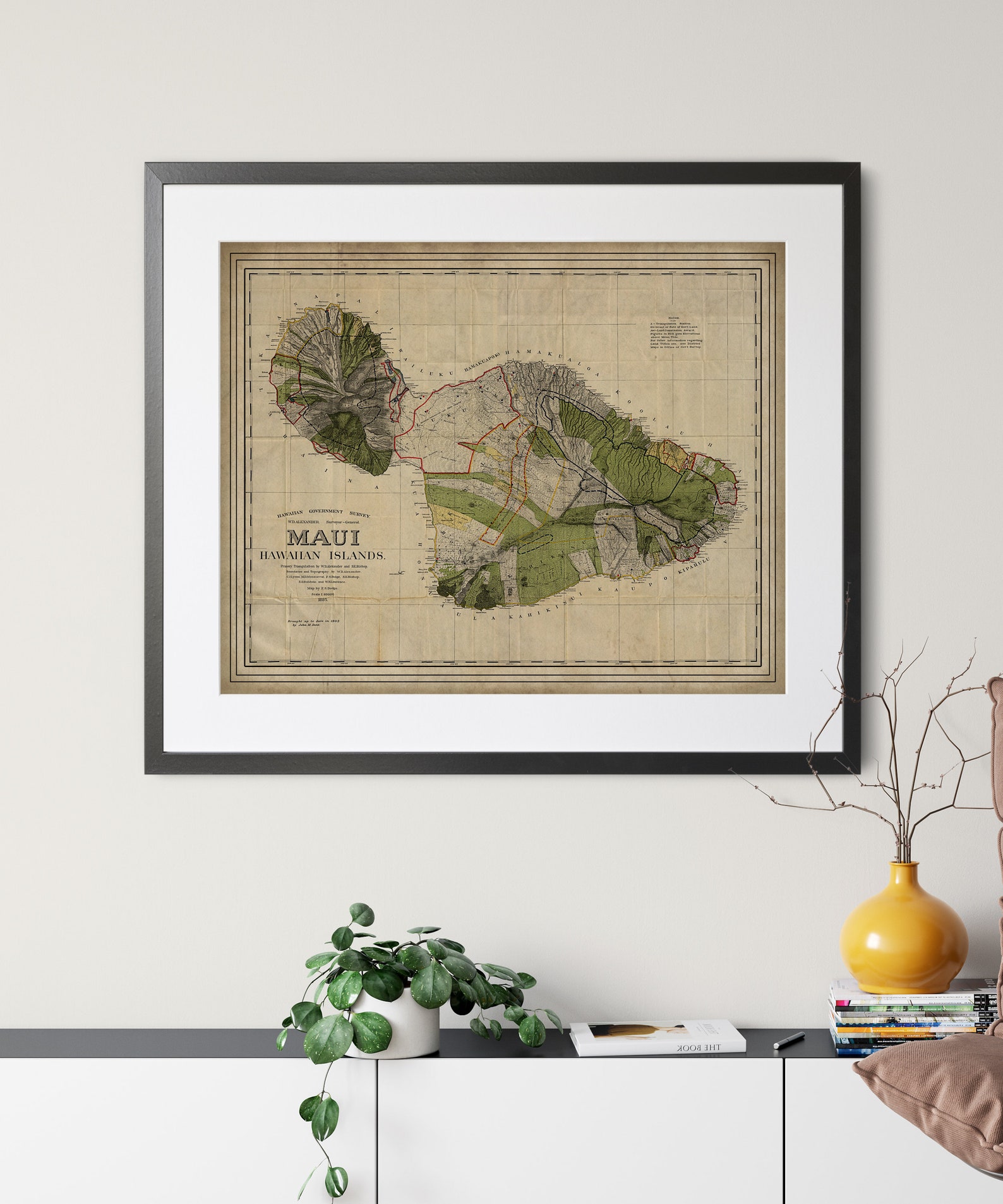 1906 Vintage Maui HI Map Print: Hawaiian Islands Art Featuring Lahaina ...