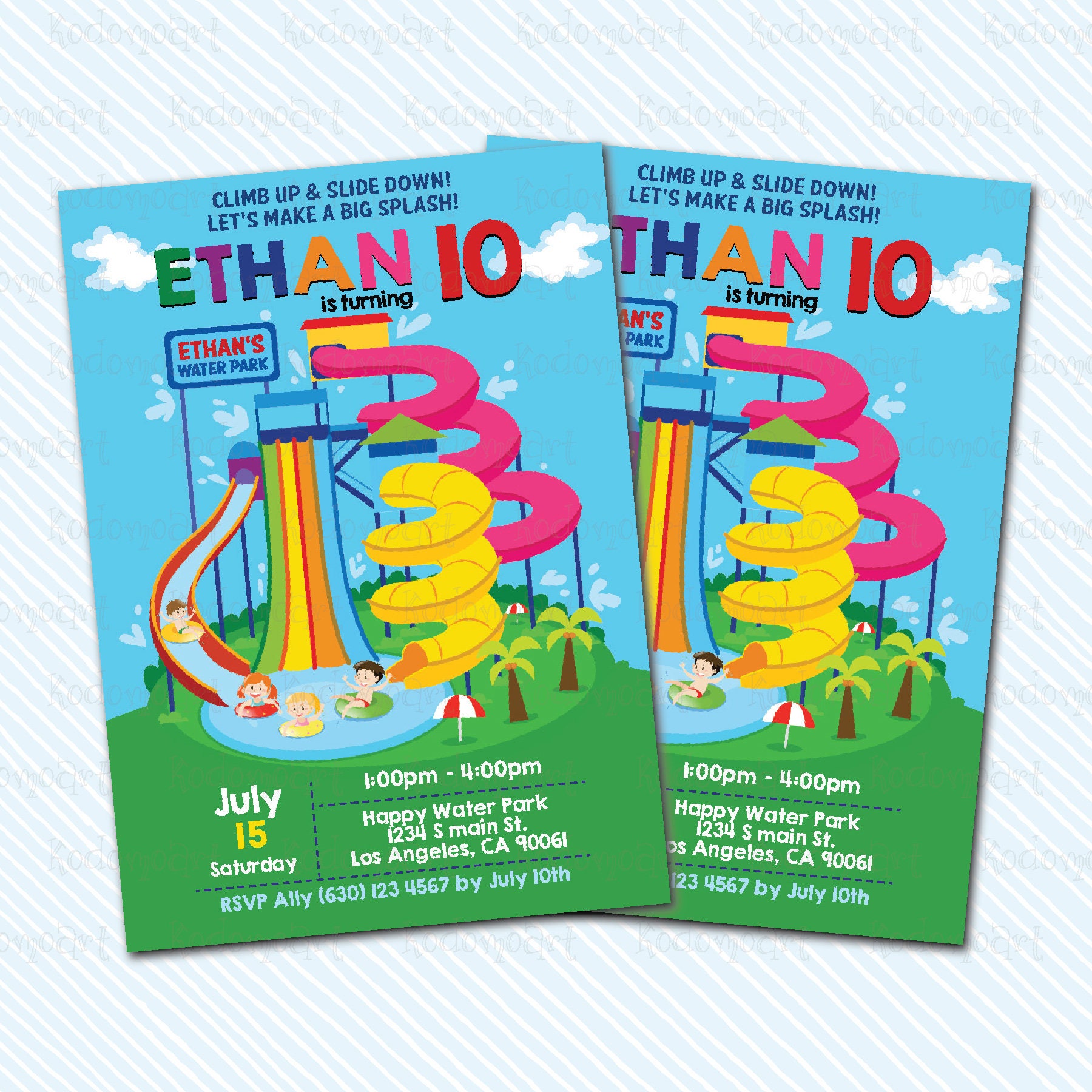 Digital Pool Birthday Invitation. waterpark invitation. Water | Etsy