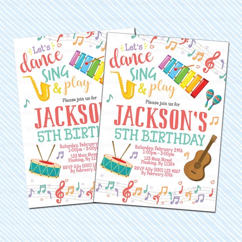 Digital Music Invitation. Music Birthday Invite. Music Night. - Etsy