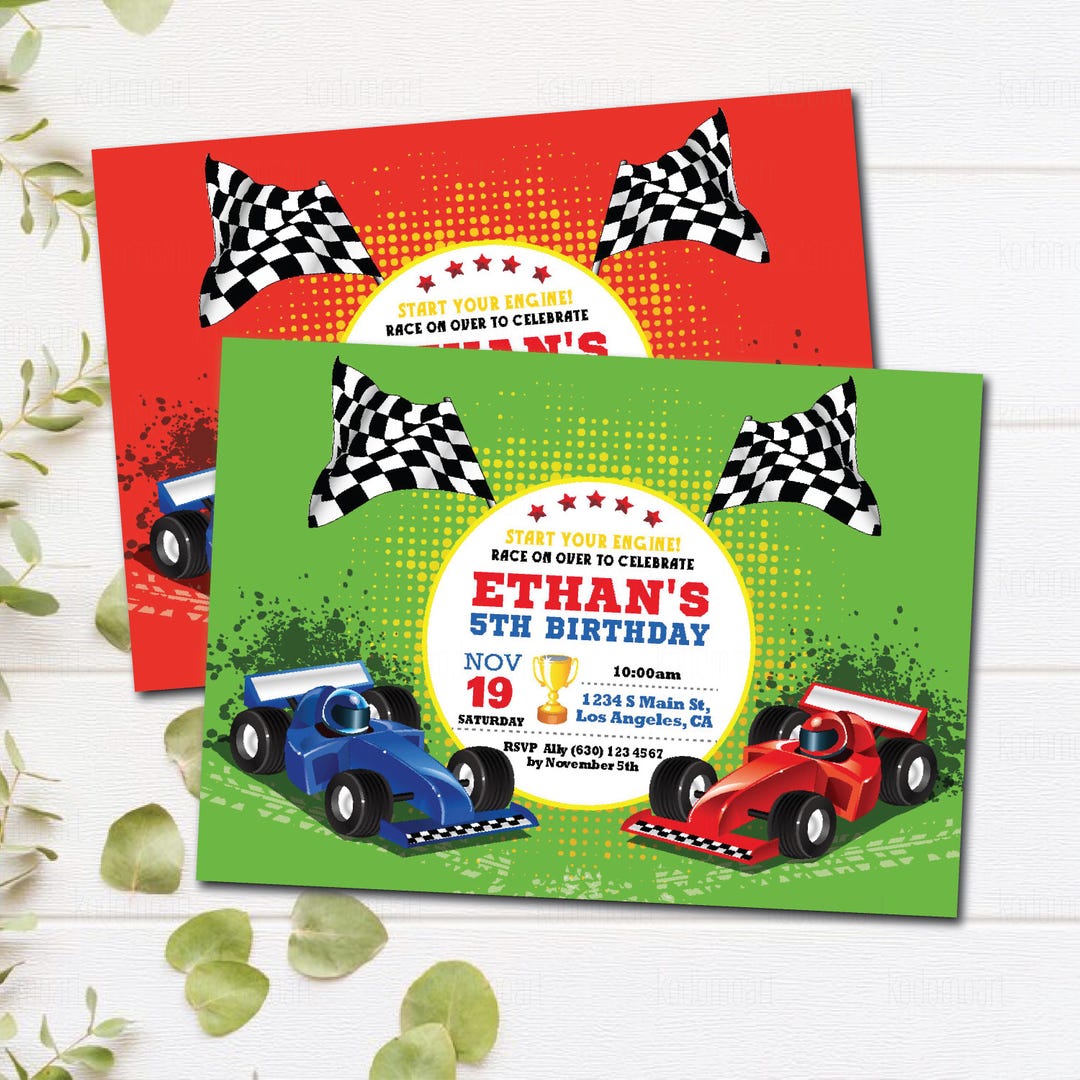 Digital Race Car Birthday Invitation - Etsy