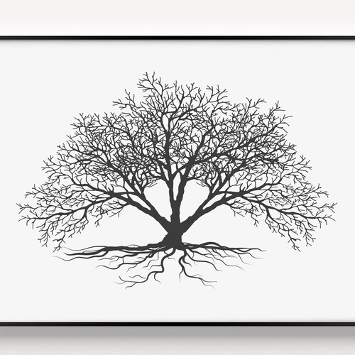 Tree Print Black and White Prints Wall Art Print Tree | Etsy