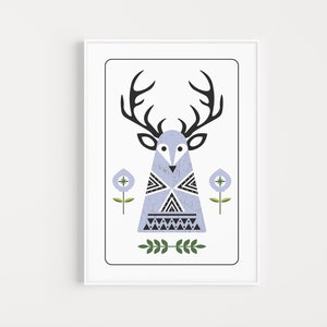 Scandinavian Print, Wall Art, Nordic Print, Stag Print, Scandi Wall Art ...