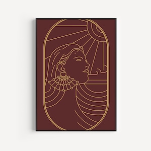 Art Deco Poster, Red Gold Print, Art Deco Print, Red, Art Deco, Wall ...