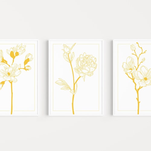 Set of Prints Yellow Print Set Wall Art Set Yellow Prints - Etsy