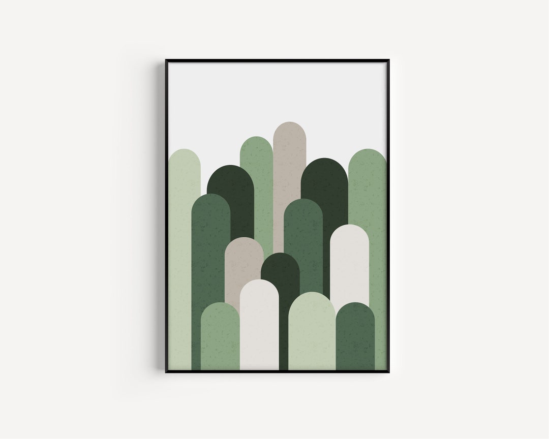 Green Print, Art Print, Green Wall Art, Green, Modern Print, Geometric ...