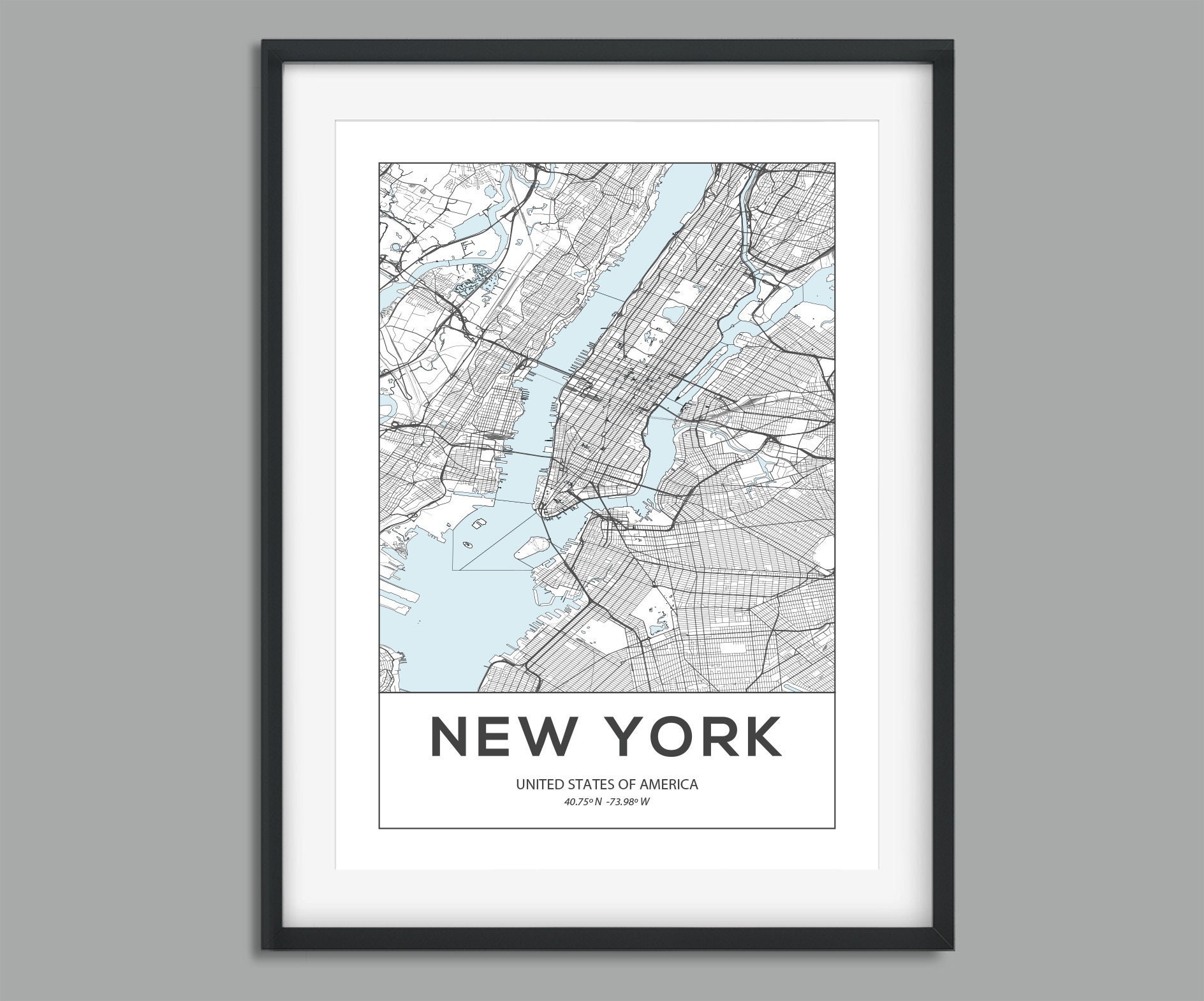 New York Map Print New York Print Wall Art New York Map | Etsy
