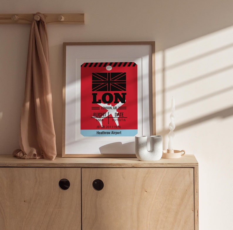 London Poster, Travel Ticket Print, Luggage Tag Wall Art, Modern Travel ...
