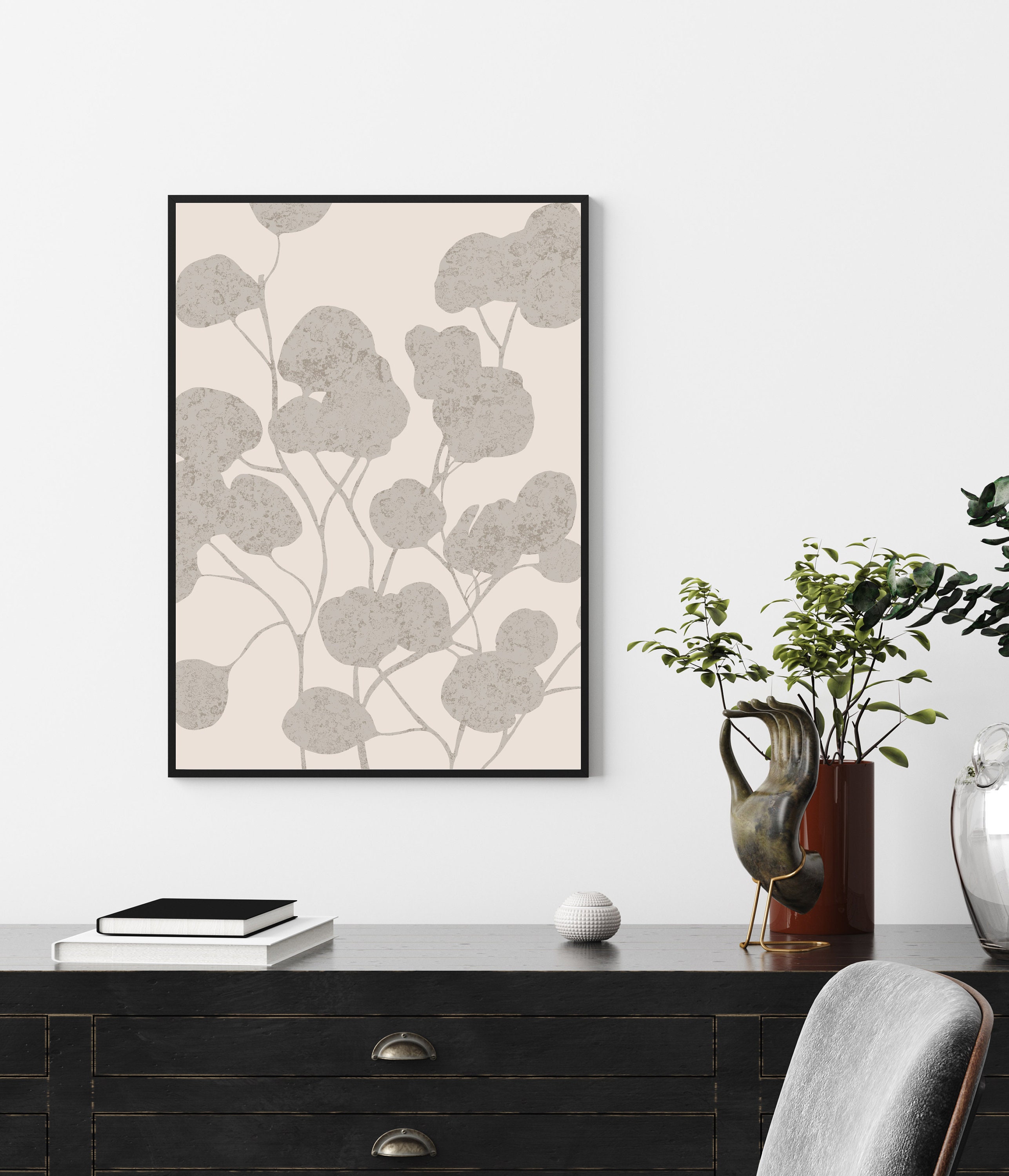Grey Print Wall Art Print Botanical Print Flower Wall Art - Etsy UK