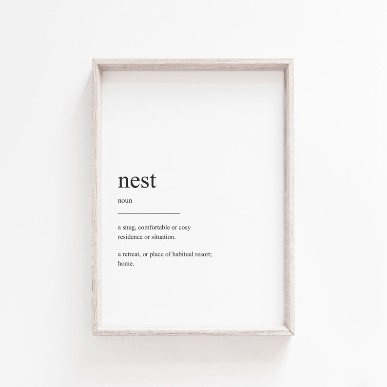 Nest Definition Print Wall Art Print Nest Quote Print Wall | Etsy