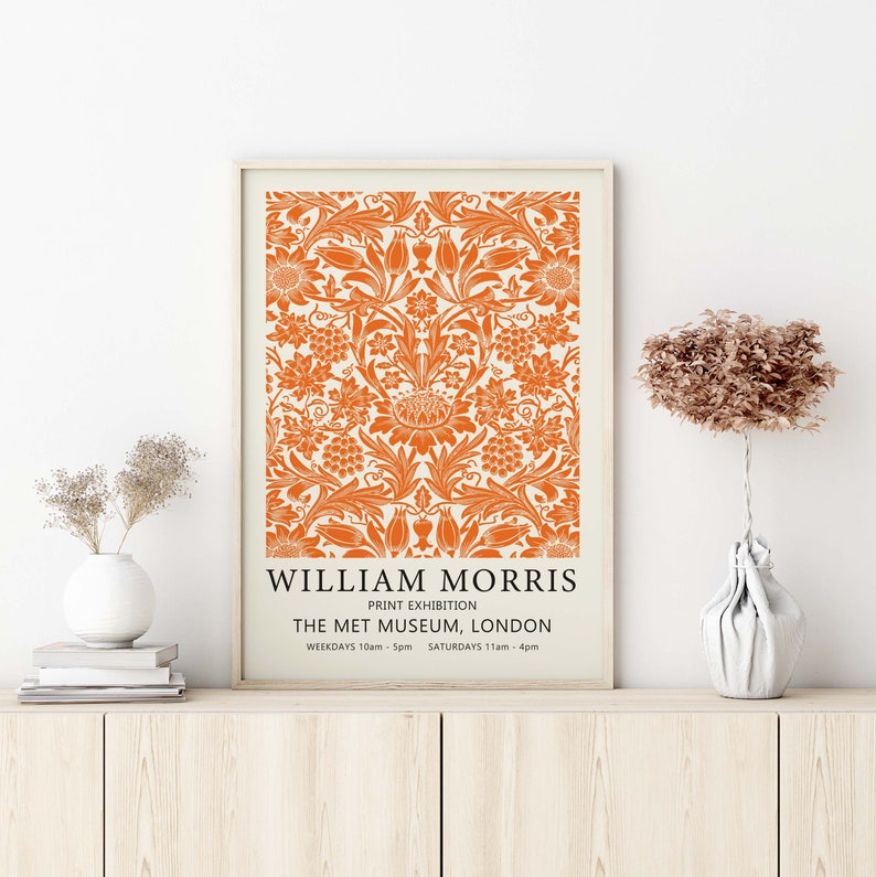 Orange Print, William Morris Poster, Floral Pattern Print, Wall Art ...