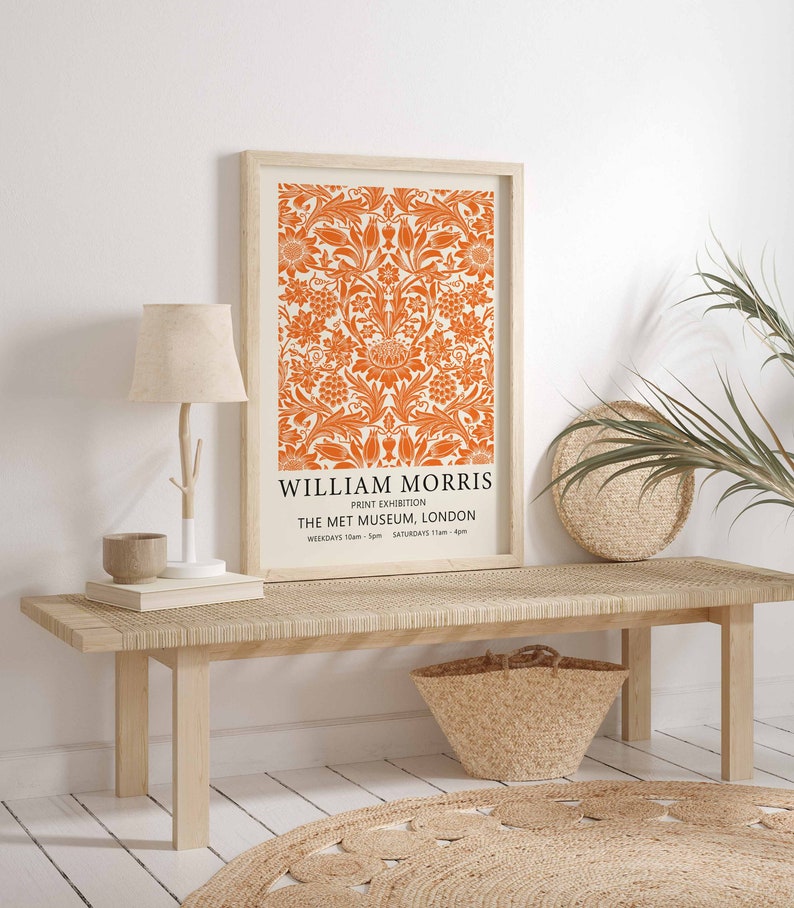 Orange Print, William Morris Poster, Floral Pattern Print, Wall Art ...