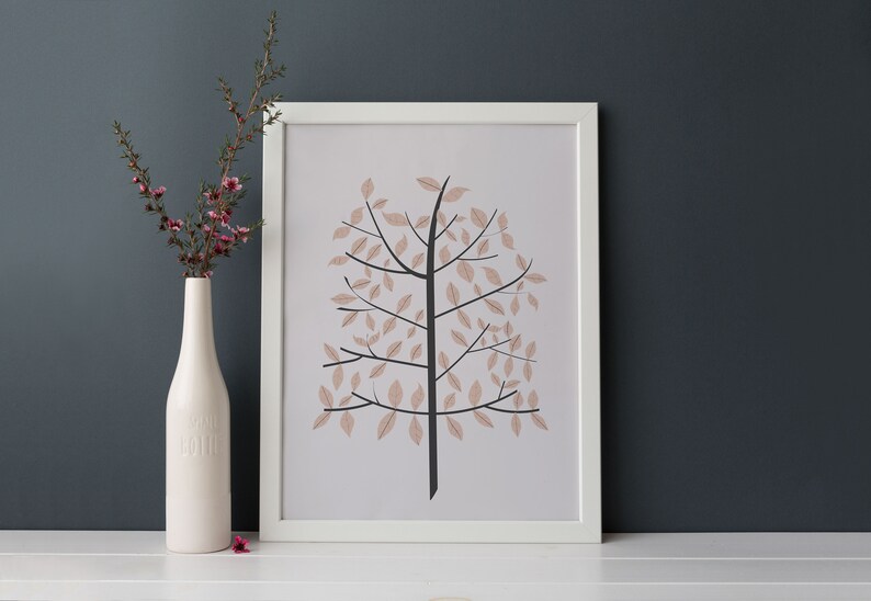 Tree Print Pink Print Wall Art Print Pink Wall Art Tree | Etsy