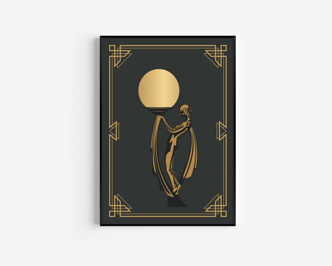 Art Deco Print, Black Print, Black Gold Print, Art Deco Wall Art, Art ...