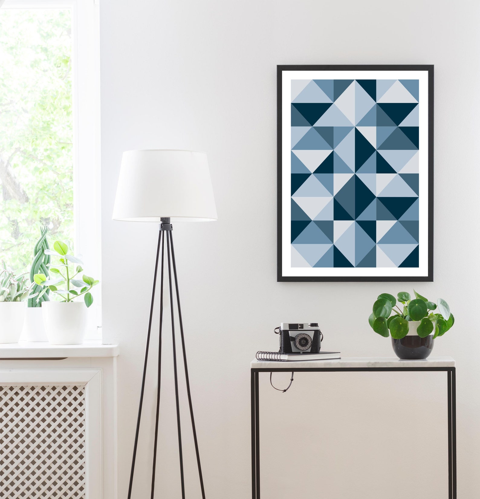 Wall Art Print Geometric Print Blue Wall Art Triangles - Etsy