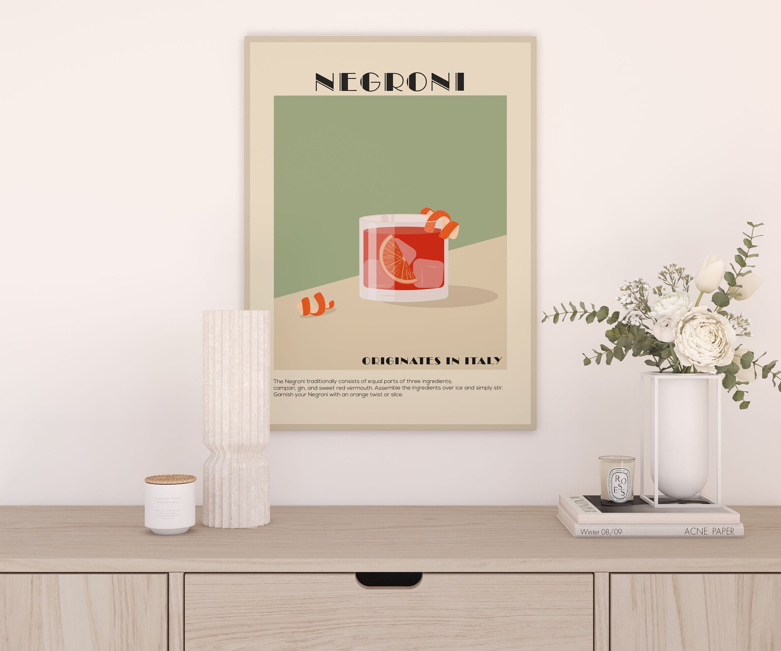 Negroni Print, Cocktail Print, Kitchen Print, Wall Art Print, Kitchen ...