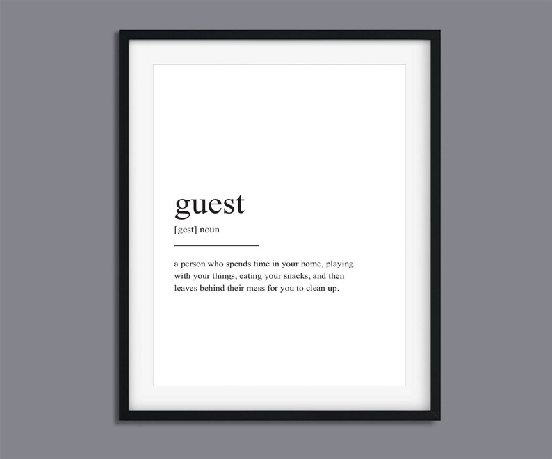 Guest Definition Prints Wall Art Prints Quote Print Wall | Etsy