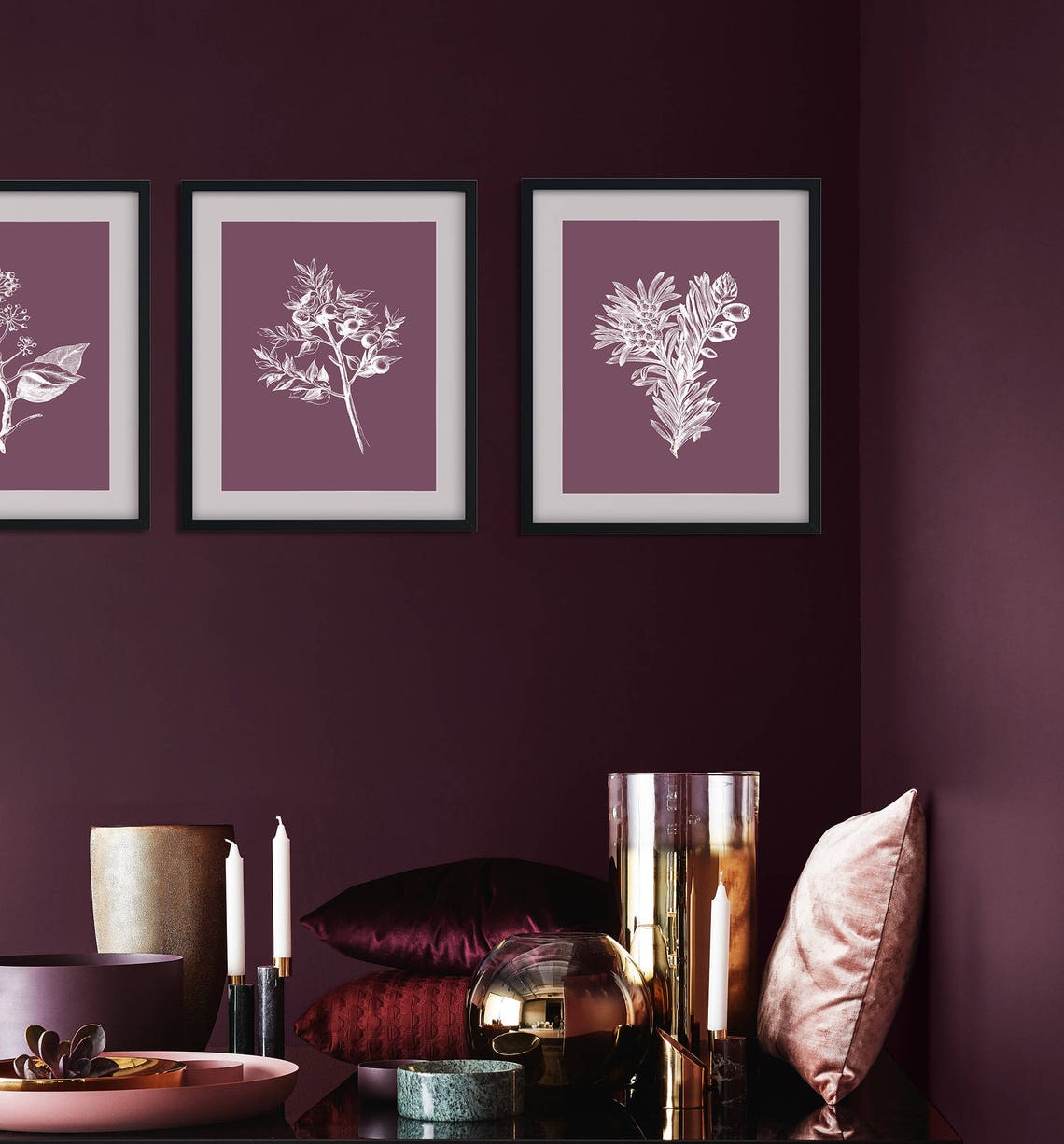 Set of Prints, Botanical Print Set, Purple Prints, Flower Print Set ...