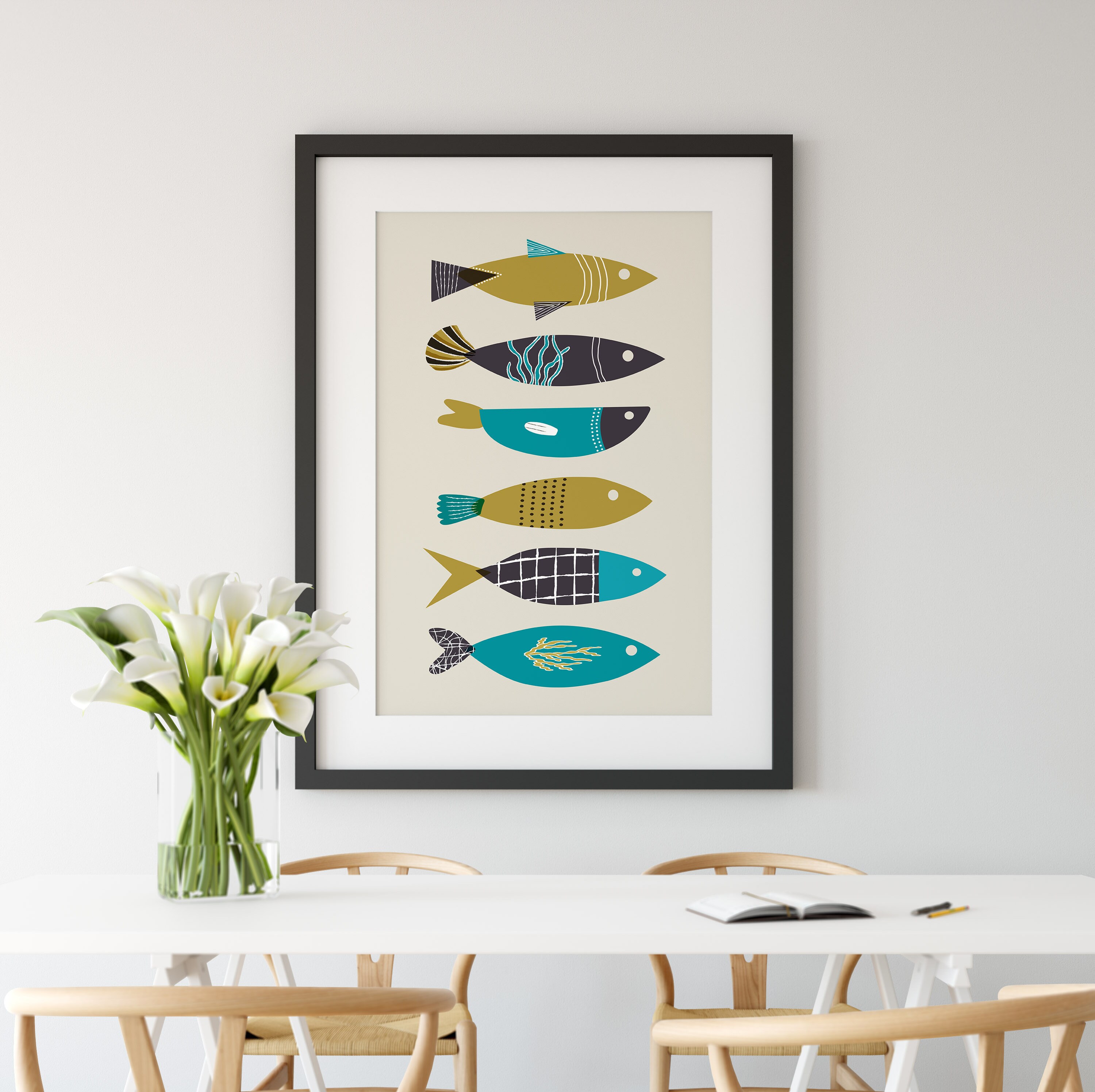 Fish Print, Wall Art, Fish, Wall Art Print, Fish Wall Art, Blue Print ...