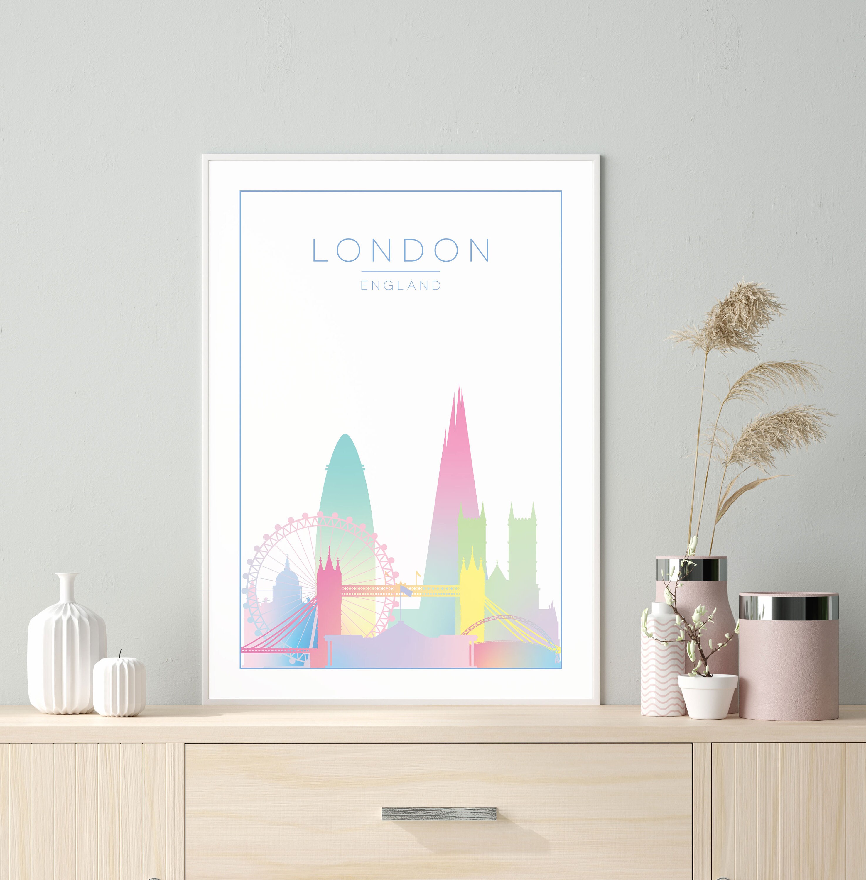 London Print Pastel Wall Art Wall Art London Wall Art | Etsy