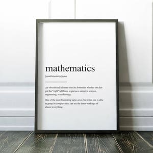 Mathematics Definition Print, Wall Art Print, Quote Print, Prints, Wall ...