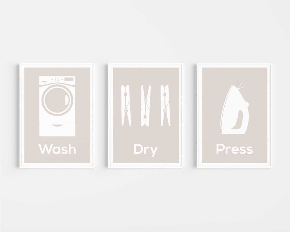 Laundry Print Set Laundry Prints Wall Art Prints Set of - Etsy UK