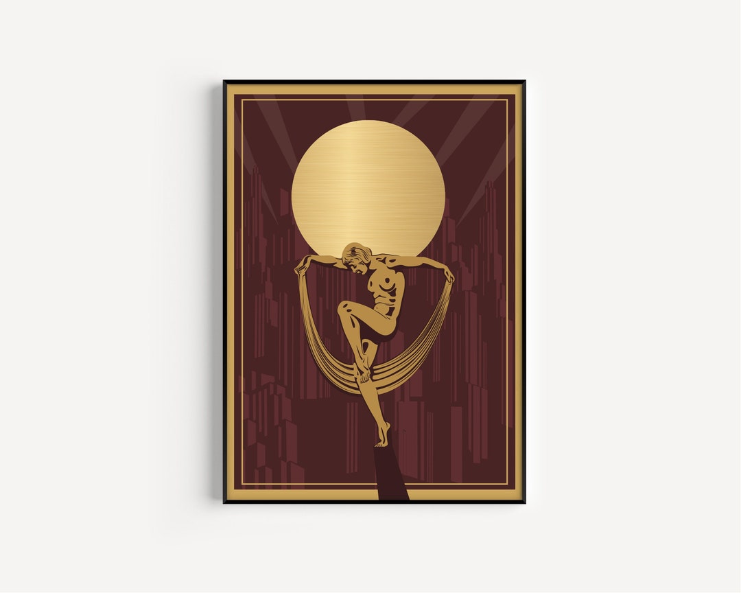 Red Art Deco, Prints, Art Deco Poster, Art Deco Print, Red Print, Red ...