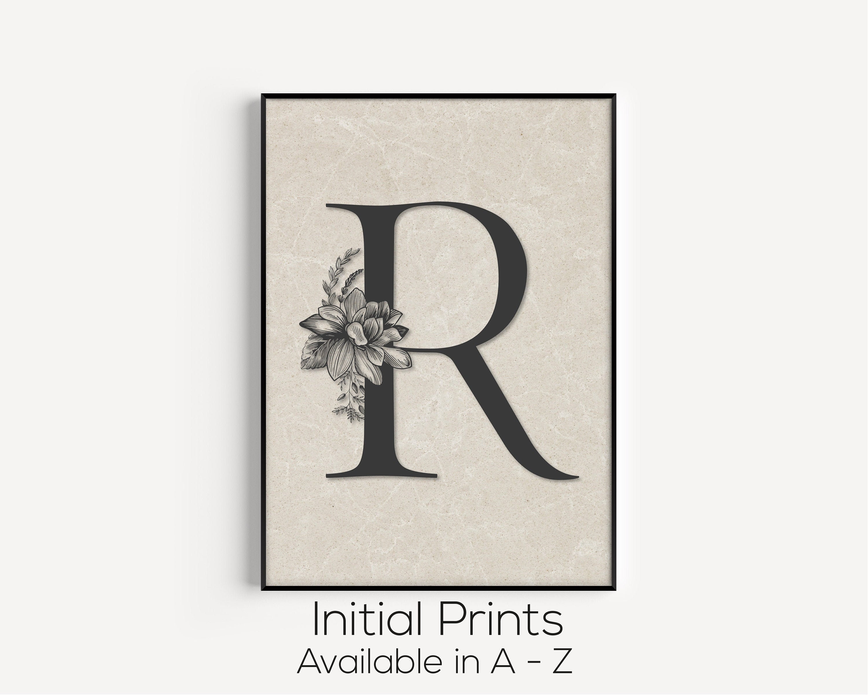 Initial Wall Art, Wall Art, Letter Print, Initial Print, Letter Wall ...