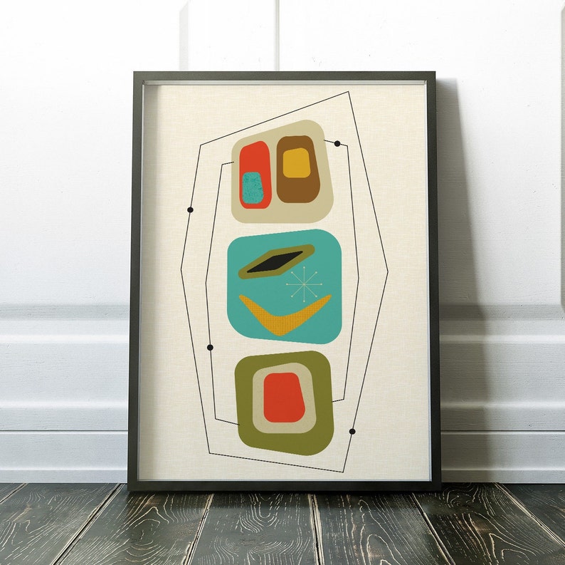 Wall Art Retro Print Mid Century Modern Prints Retro Wall - Etsy UK