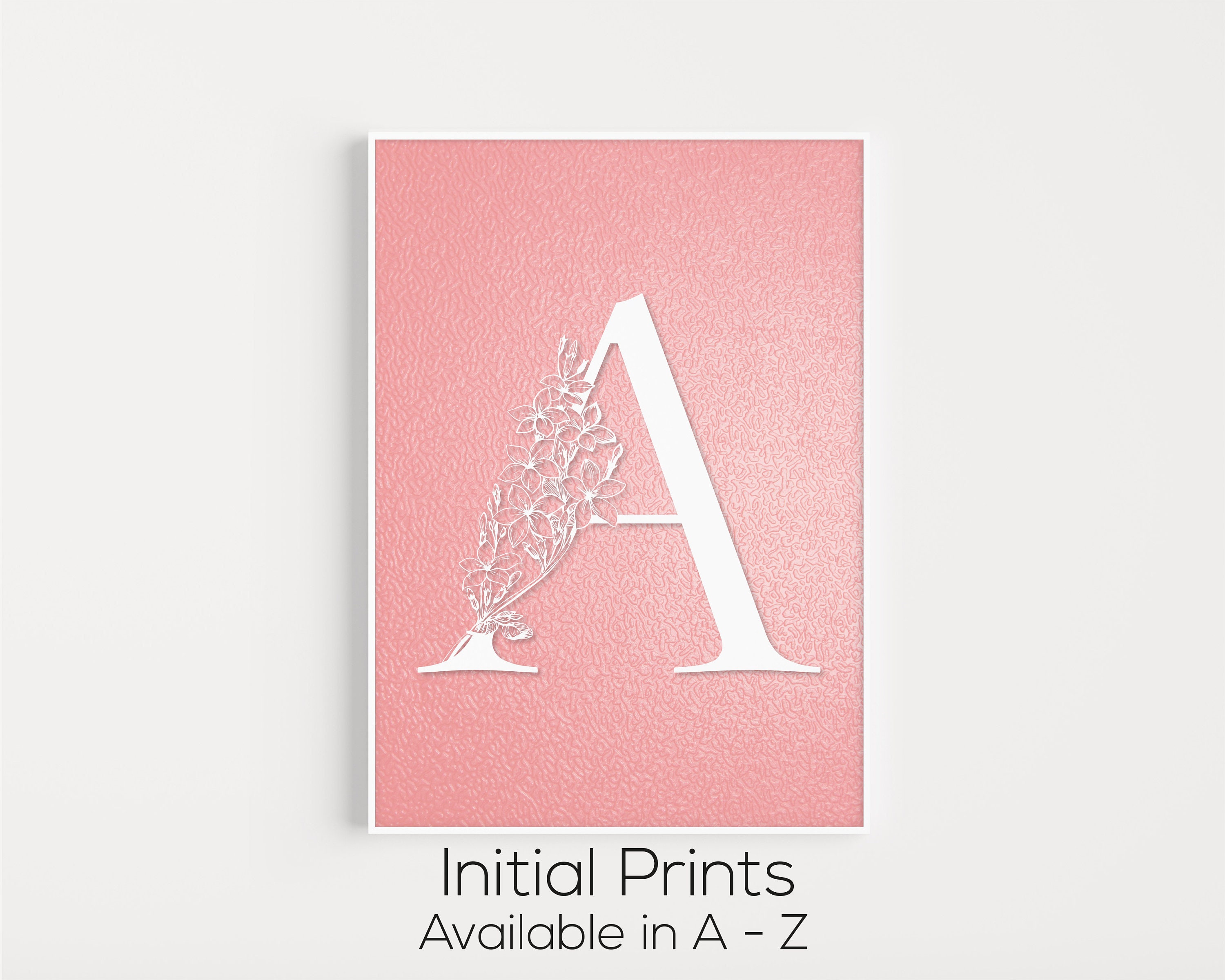 Initial Print, Initial Wall Art, Wall Art Print, Letter Print, Pink ...