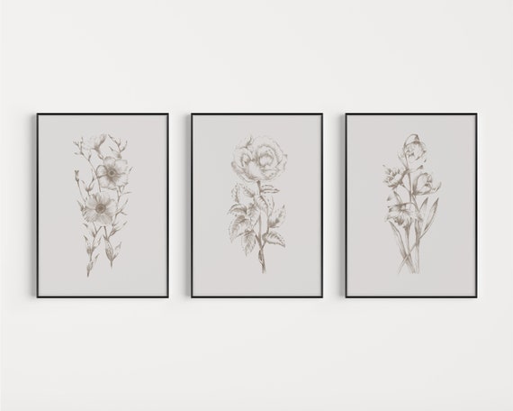 Set of Prints Grey Print Set Wall Art Set Grey Prints | Etsy