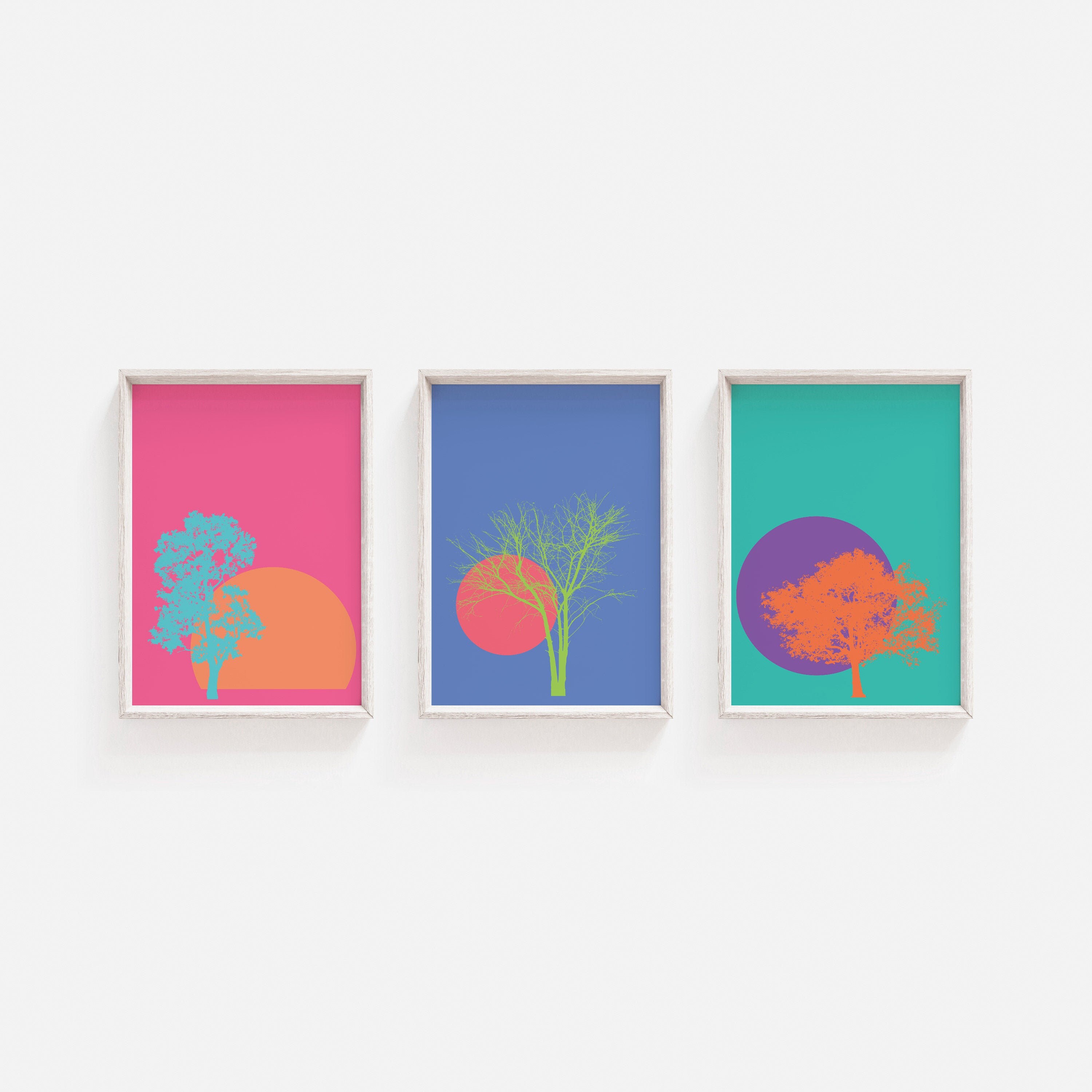 Set of Prints, Neon, Neon Wall Art, Neon Prints, Neon Colours, Tree ...